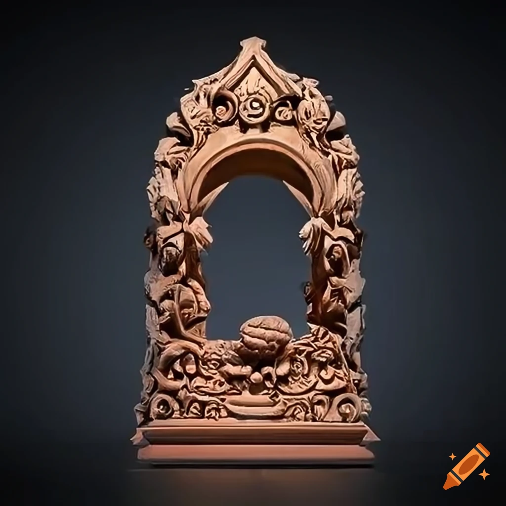 Detailed gerudo sapphire carving in mountain valley motif on Craiyon