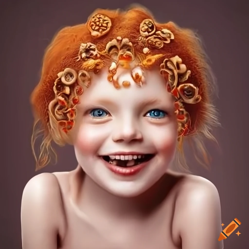 Illustration of cute ginger-haired girls with correct hands on Craiyon