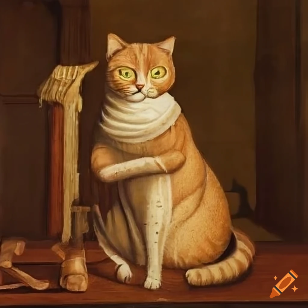 Medieval painting of a cat on Craiyon