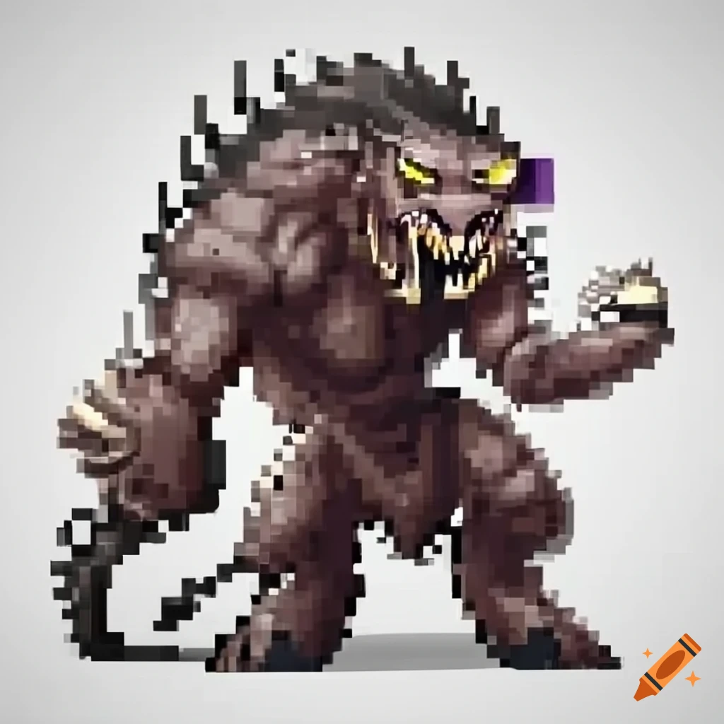 Fierce monster side view 16-bit sprite on Craiyon