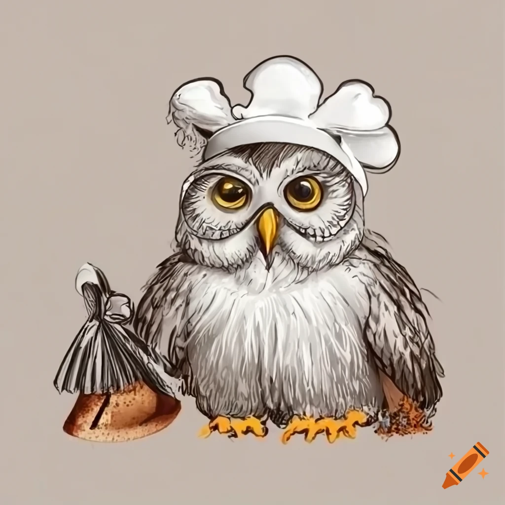 Owl wearing a chef hat on Craiyon