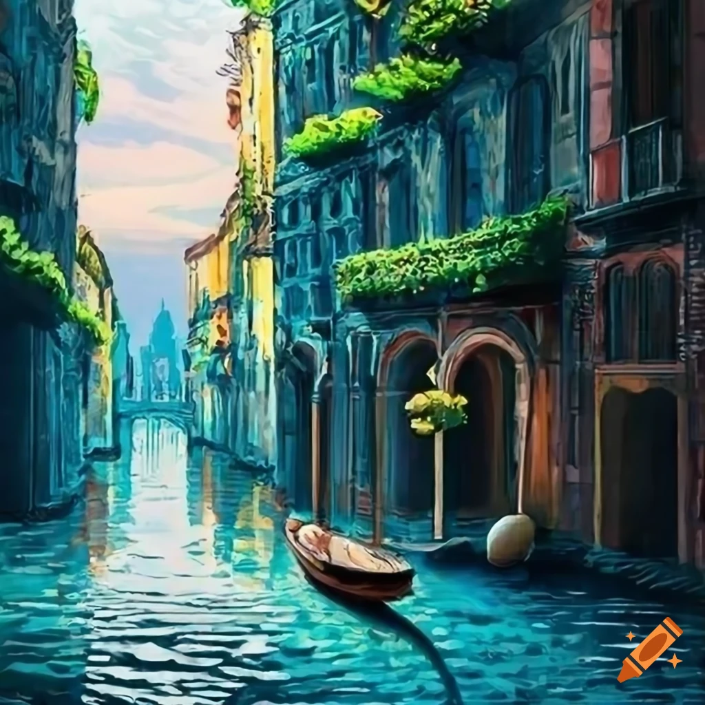 Italian landscape in acrylic style