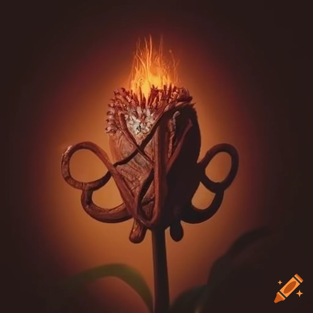 Symbol of medieval magic growing a seed into a flower