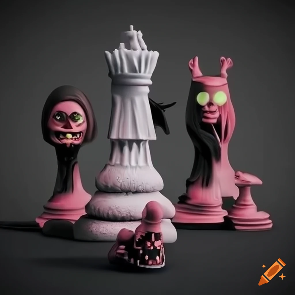 3d printed halloween chess set on Craiyon
