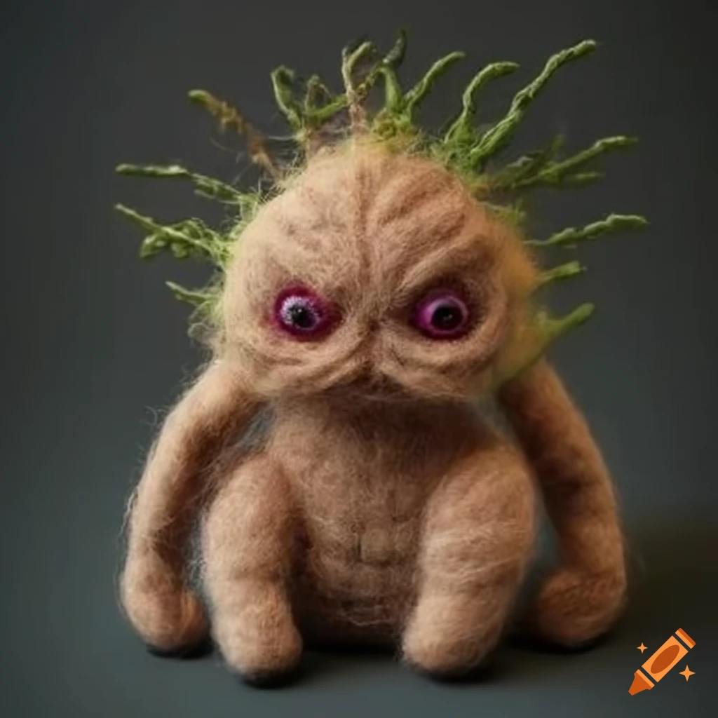 Felted wool sculpture of a forest creature