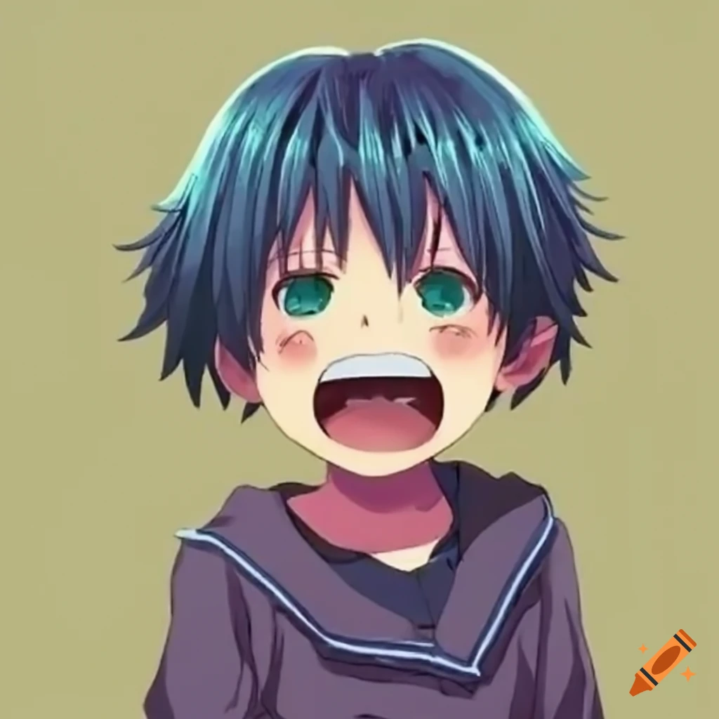 Anime kid with a unique and unpredictable laugh on Craiyon