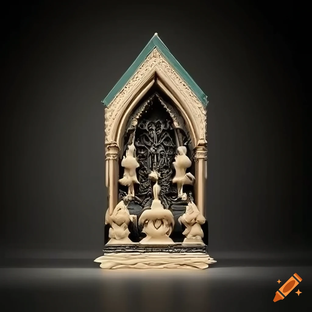 High-definition sculpture of ivory sapphire 'architectural stave ...