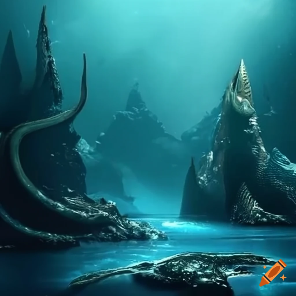 Image of an alien world with water on Craiyon