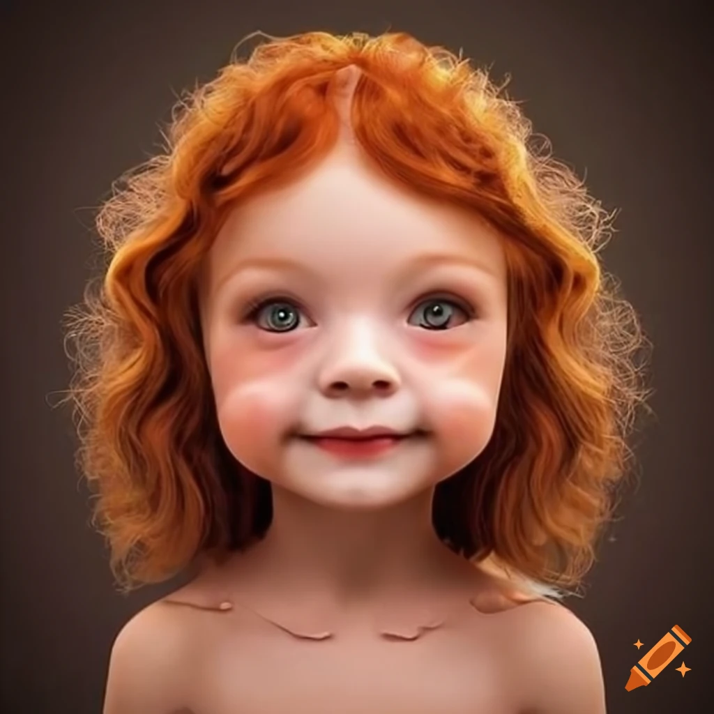 Cute illustration of smiling ginger-haired dressed girls on Craiyon
