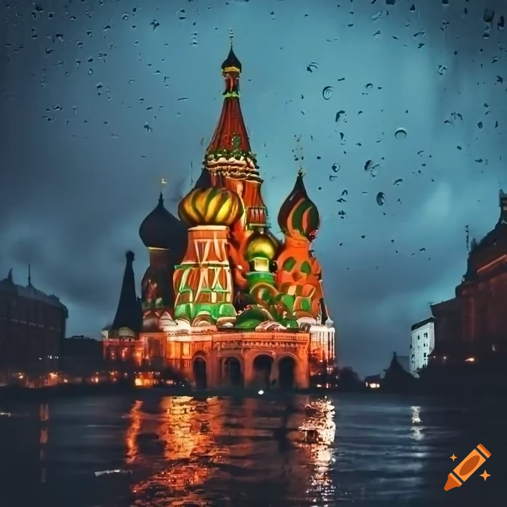 View of a rainy day in moscow