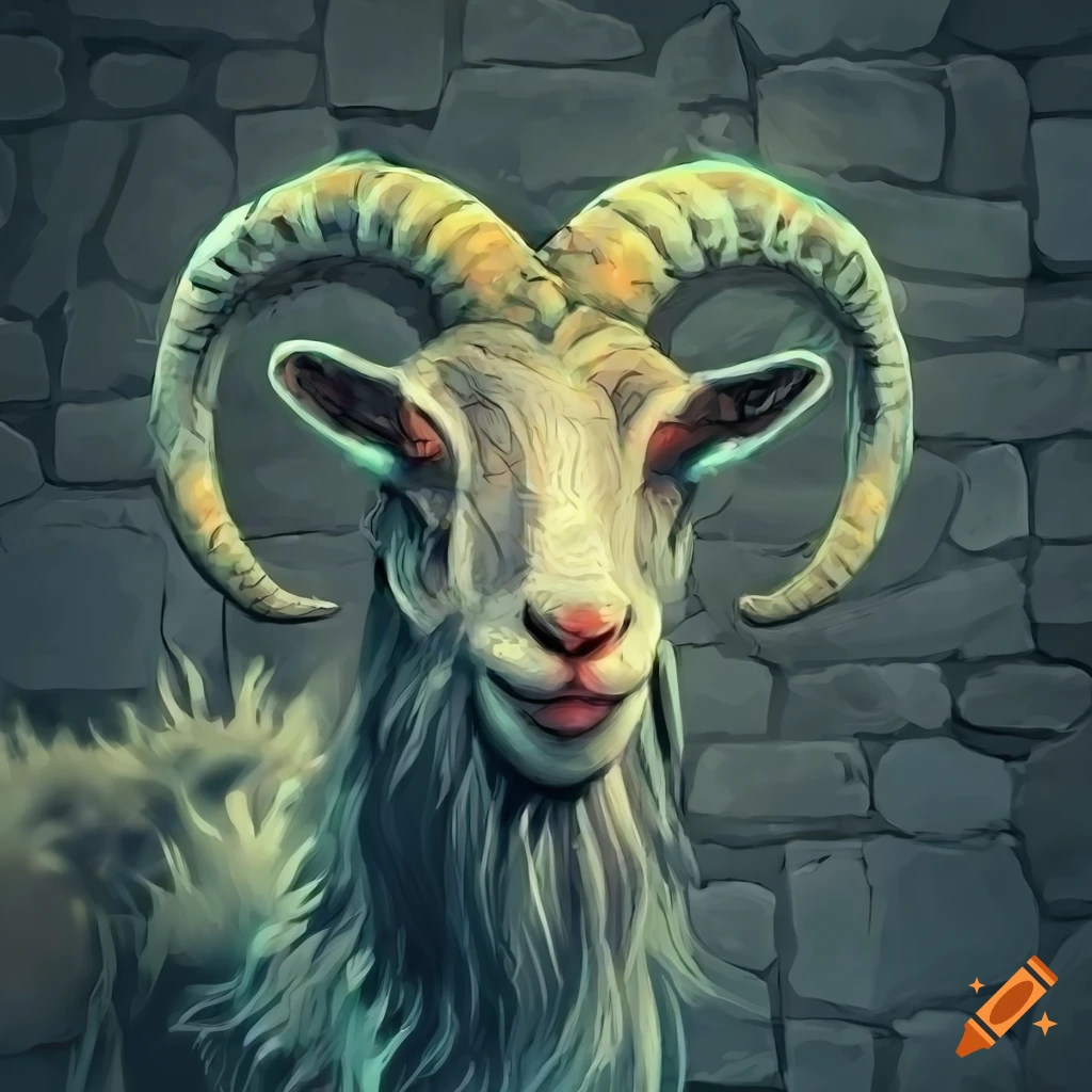 Angry goat wearing a wizard hat on Craiyon