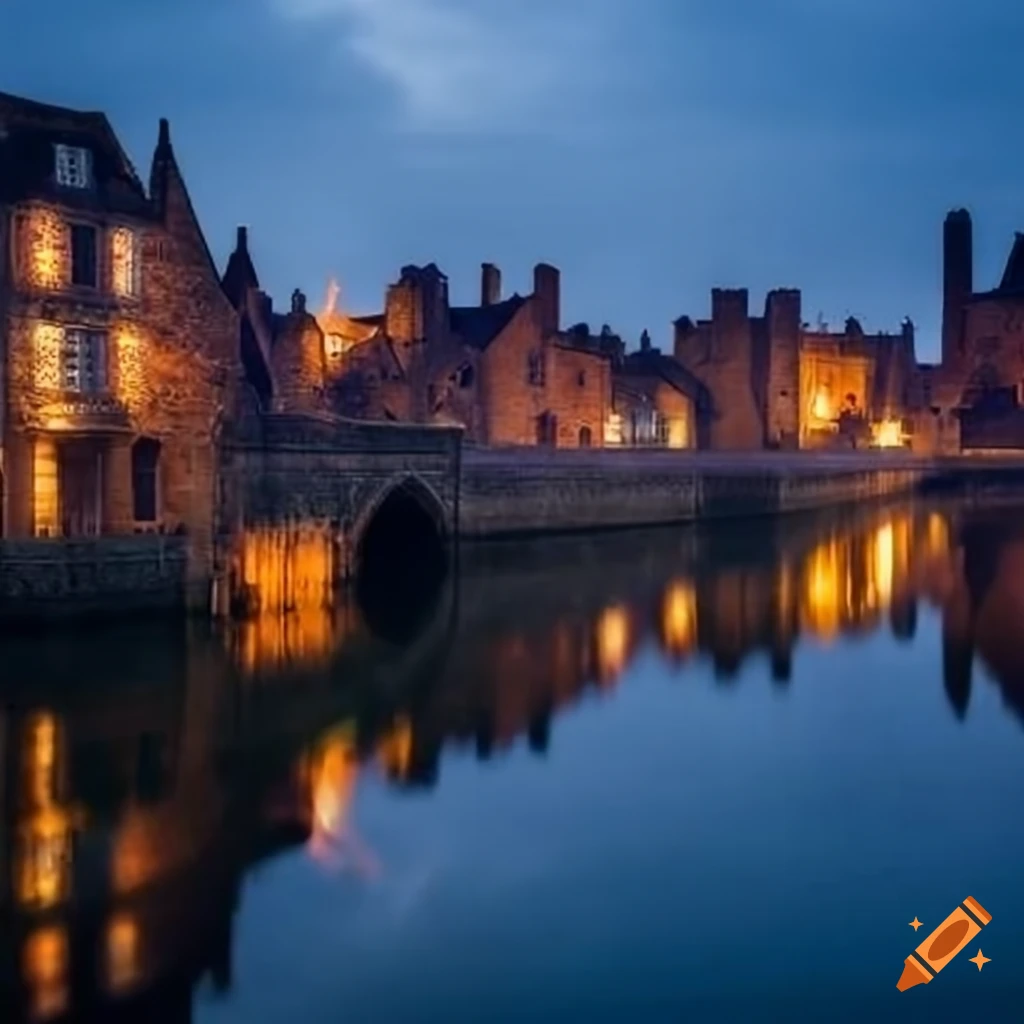 Medieval port city in england on Craiyon