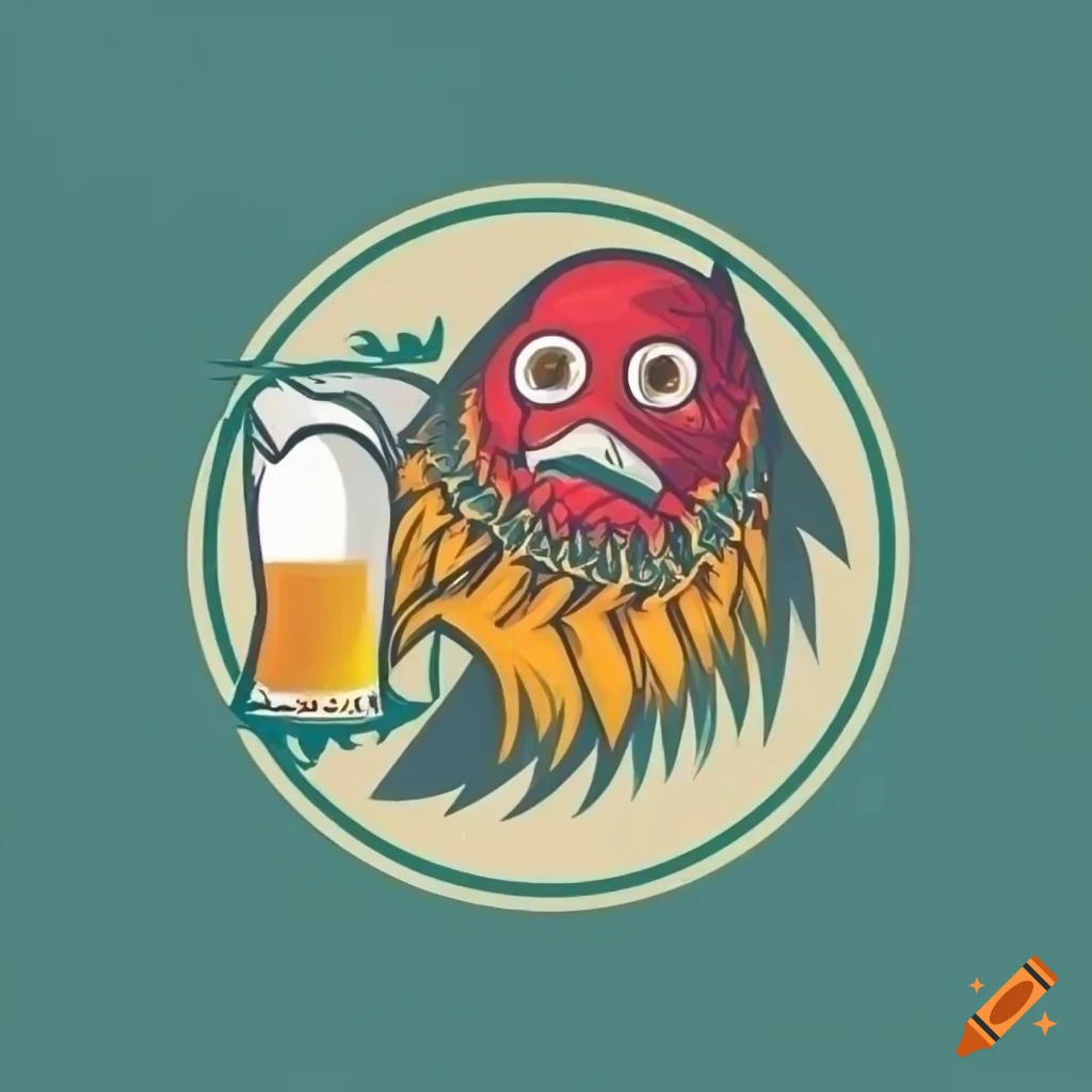 Logo of a bearded fish holding a beer on Craiyon