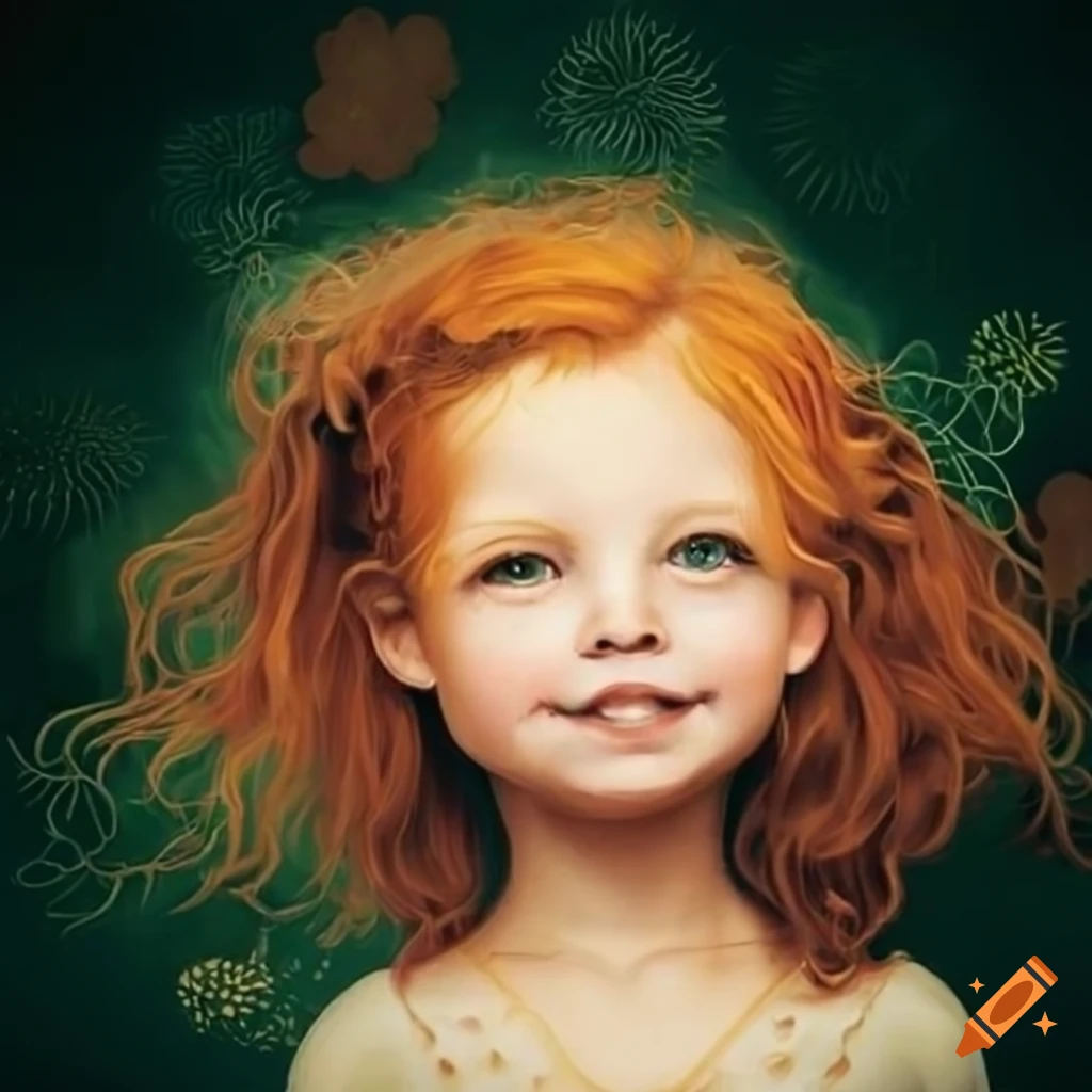 Adorable illustration of smiling ginger-haired girls on Craiyon
