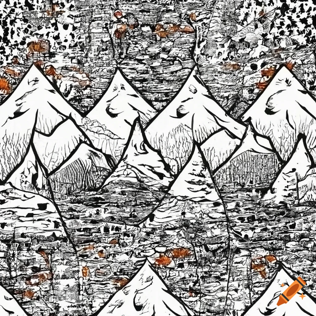 Graffiti-style mountains in autumn