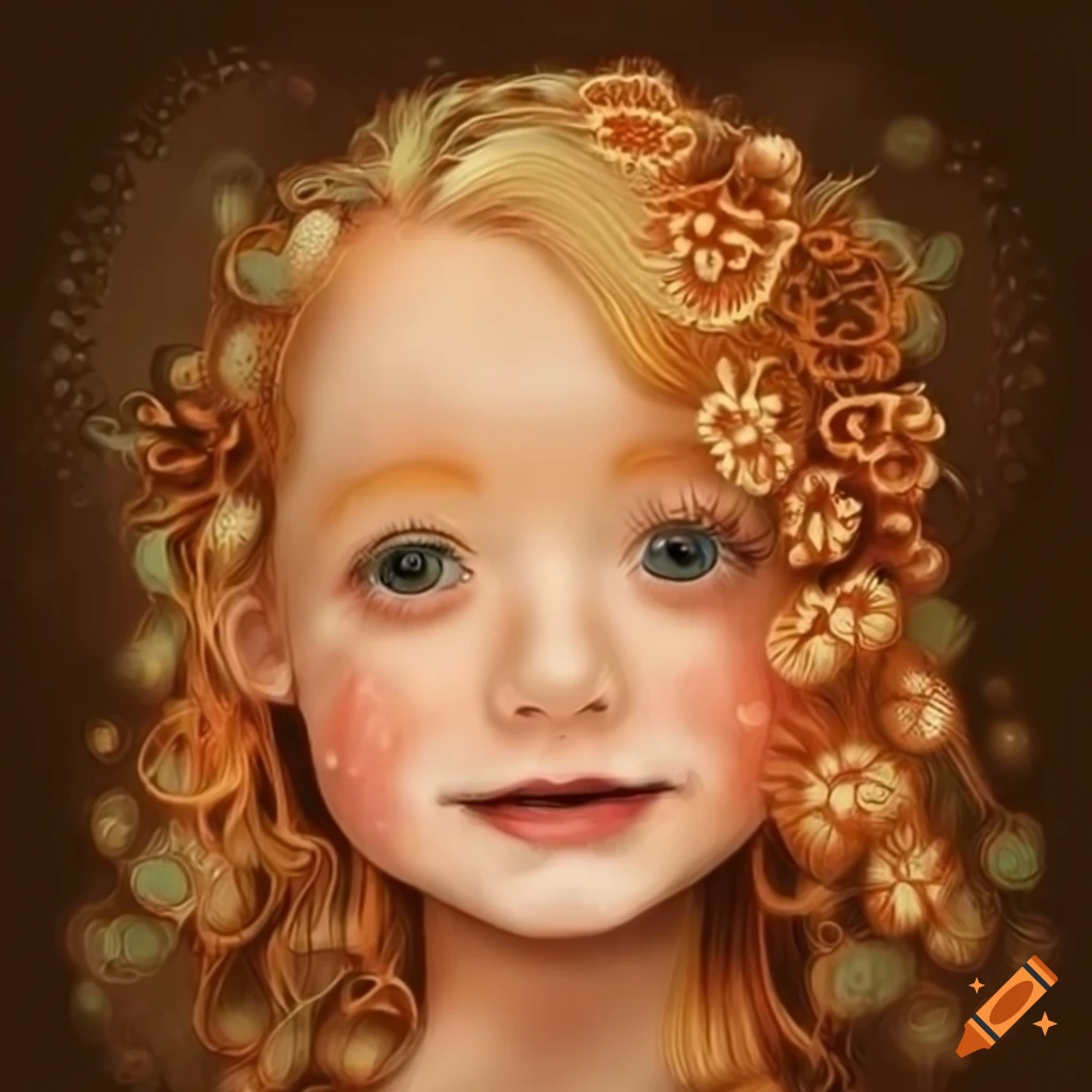 Adorable illustration of smiling ginger-haired girls on Craiyon