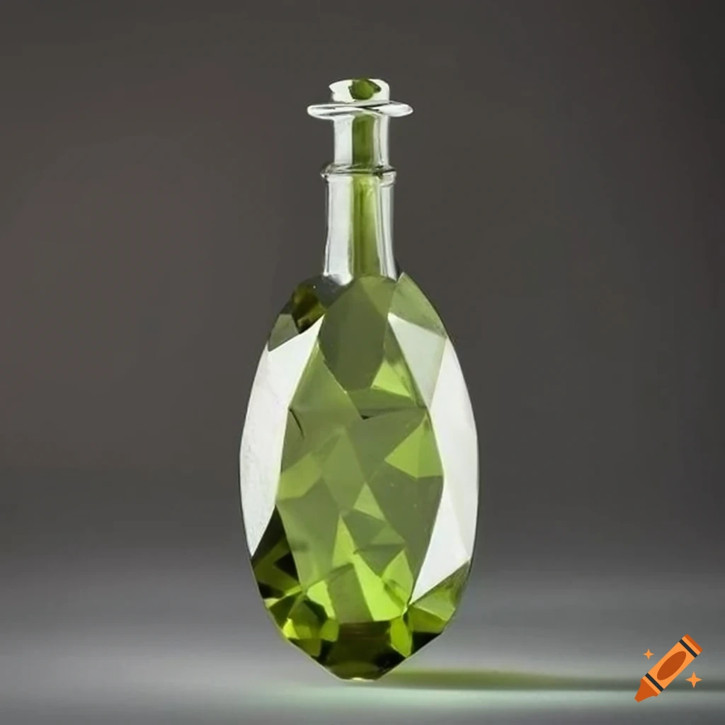 Luxurious glass bottle shaped like a gemstone on Craiyon