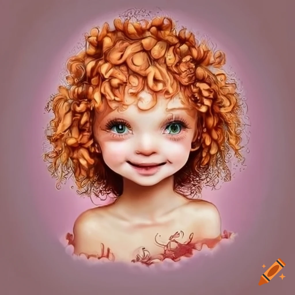 Illustration of cute smiling ginger-haired girls on Craiyon