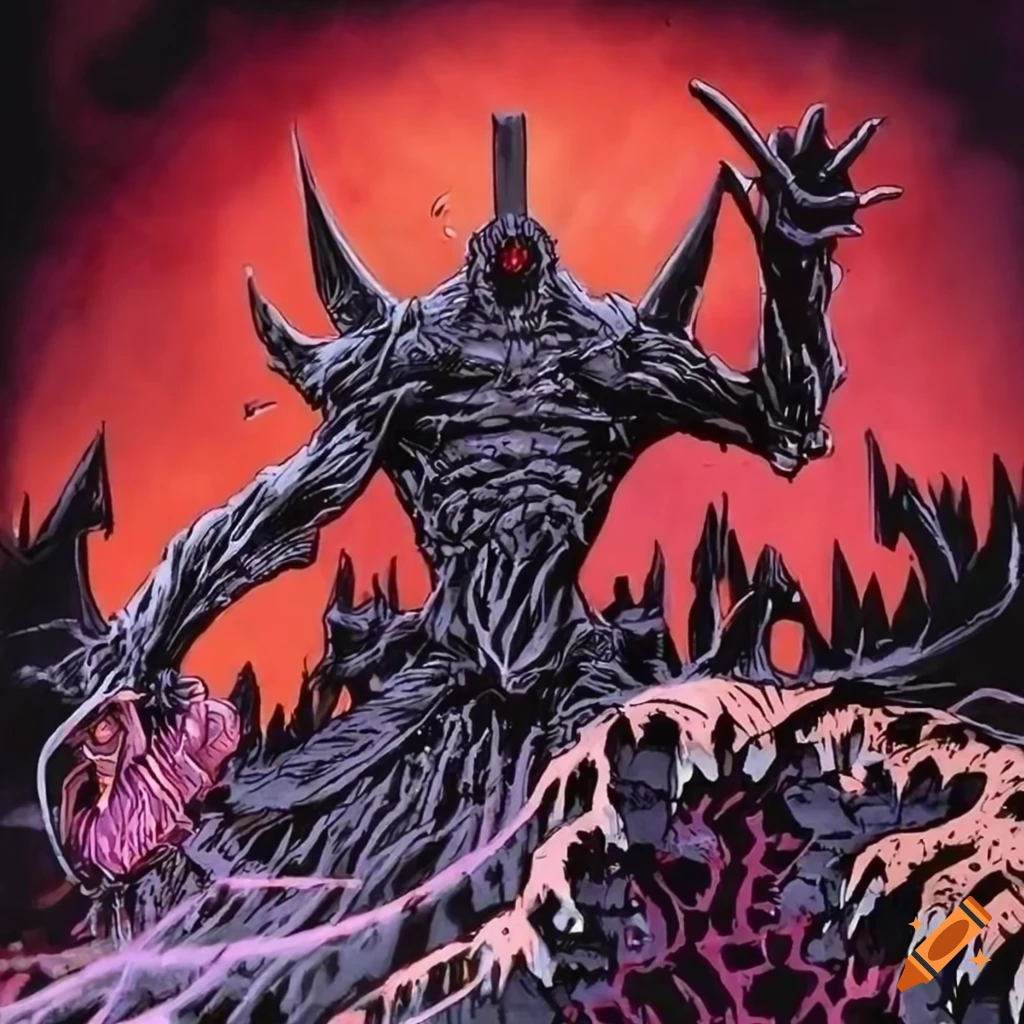 Dark and contrasting manga illustration by Akira Toriyama on Craiyon