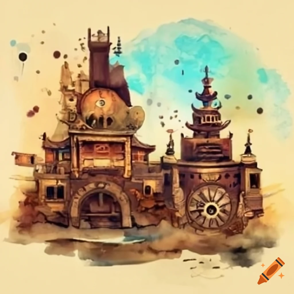 Steampunk representation of china