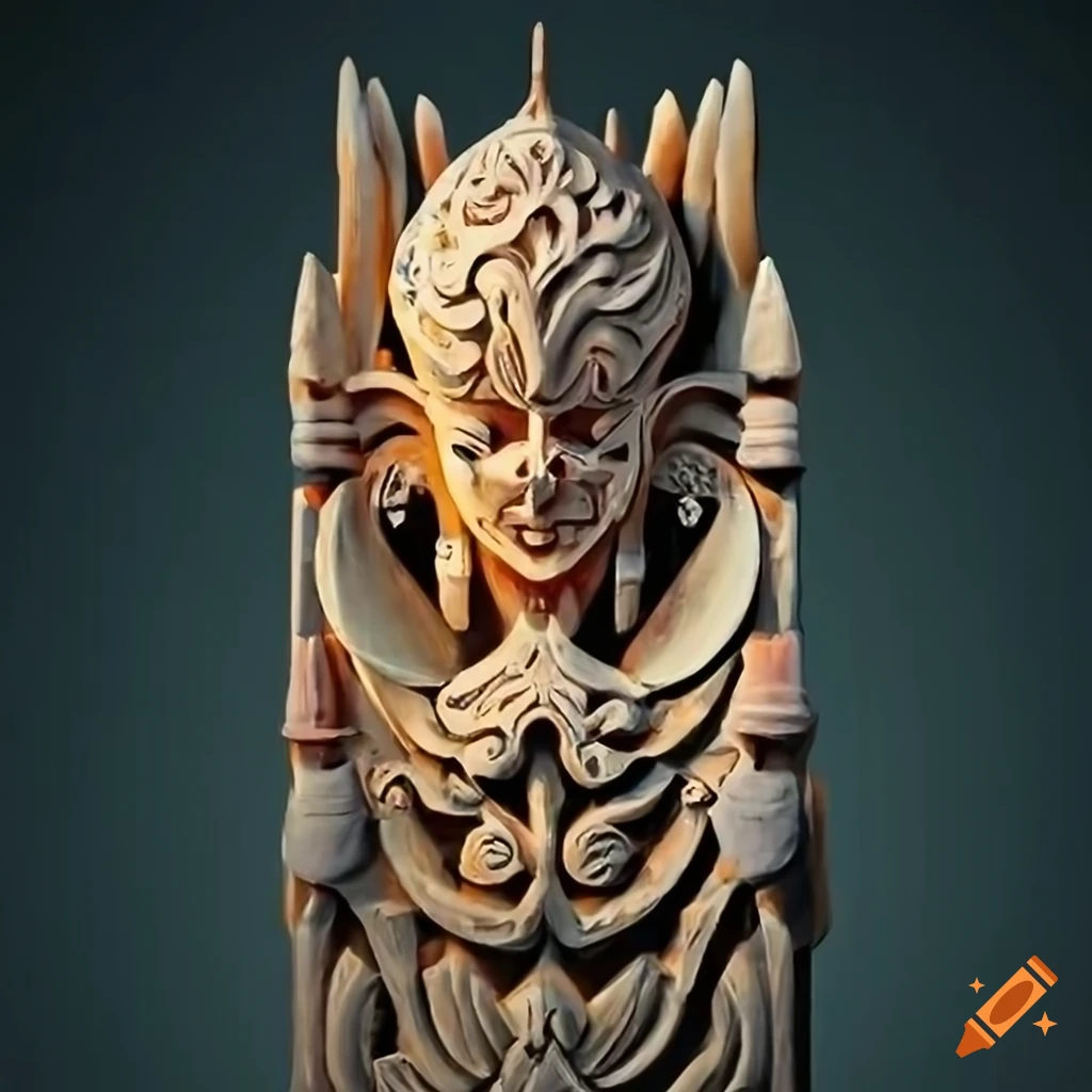 Detailed carving with minimalist zelda game motif