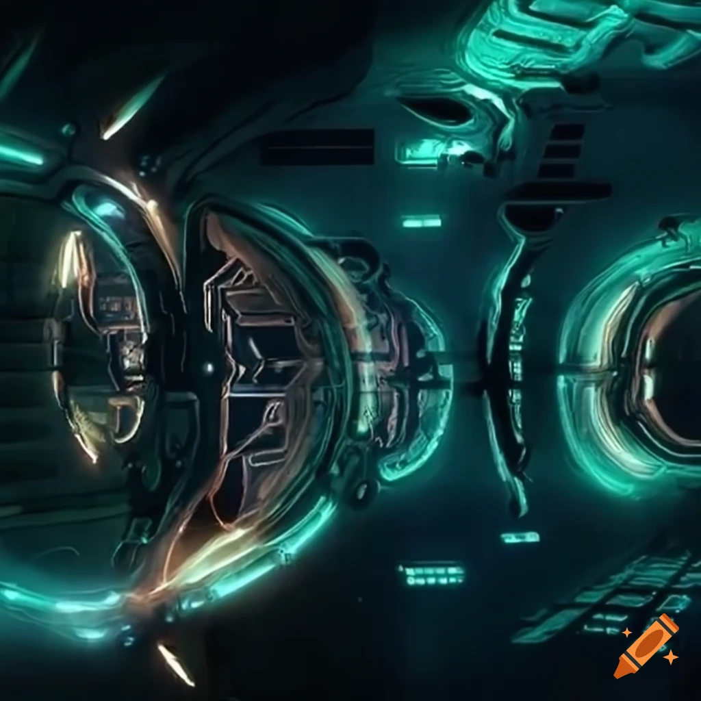 Surrealist image of aliens inside a spaceship on Craiyon