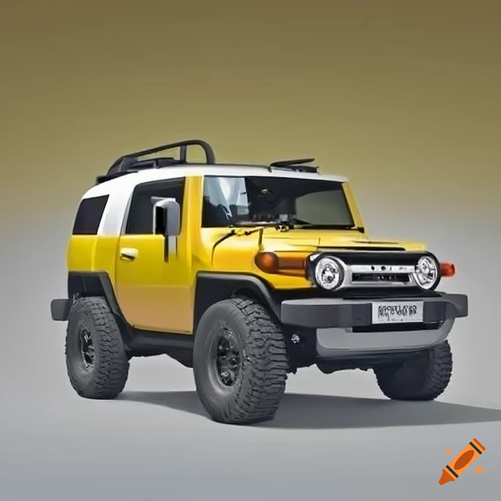 Yellow Toyota FJ Cruiser on white background on Craiyon