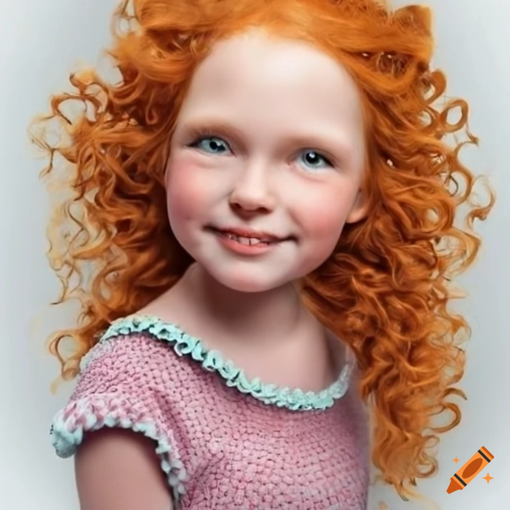 Cute illustration of smiling ginger-haired dressed girls on Craiyon