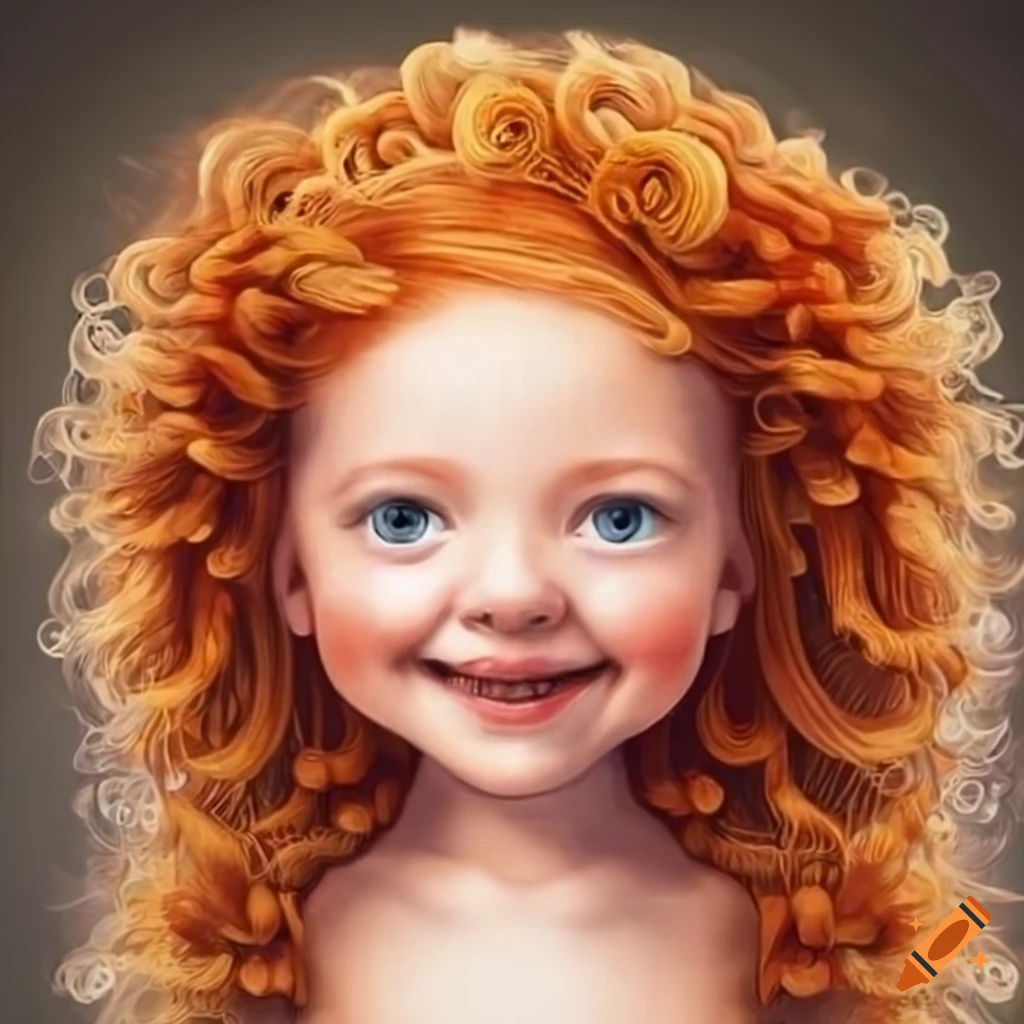 Illustration of cute ginger-haired dressed girls smiling on Craiyon