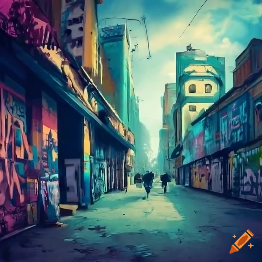 Hyper-detailed paper city streets with overgrown pavements on Craiyon