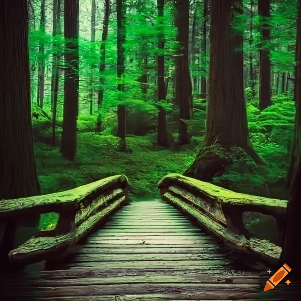 Green Pine Forest With A Small Bridge On Craiyon green-pine-forest-with-a-small-bridge-on-craiyon