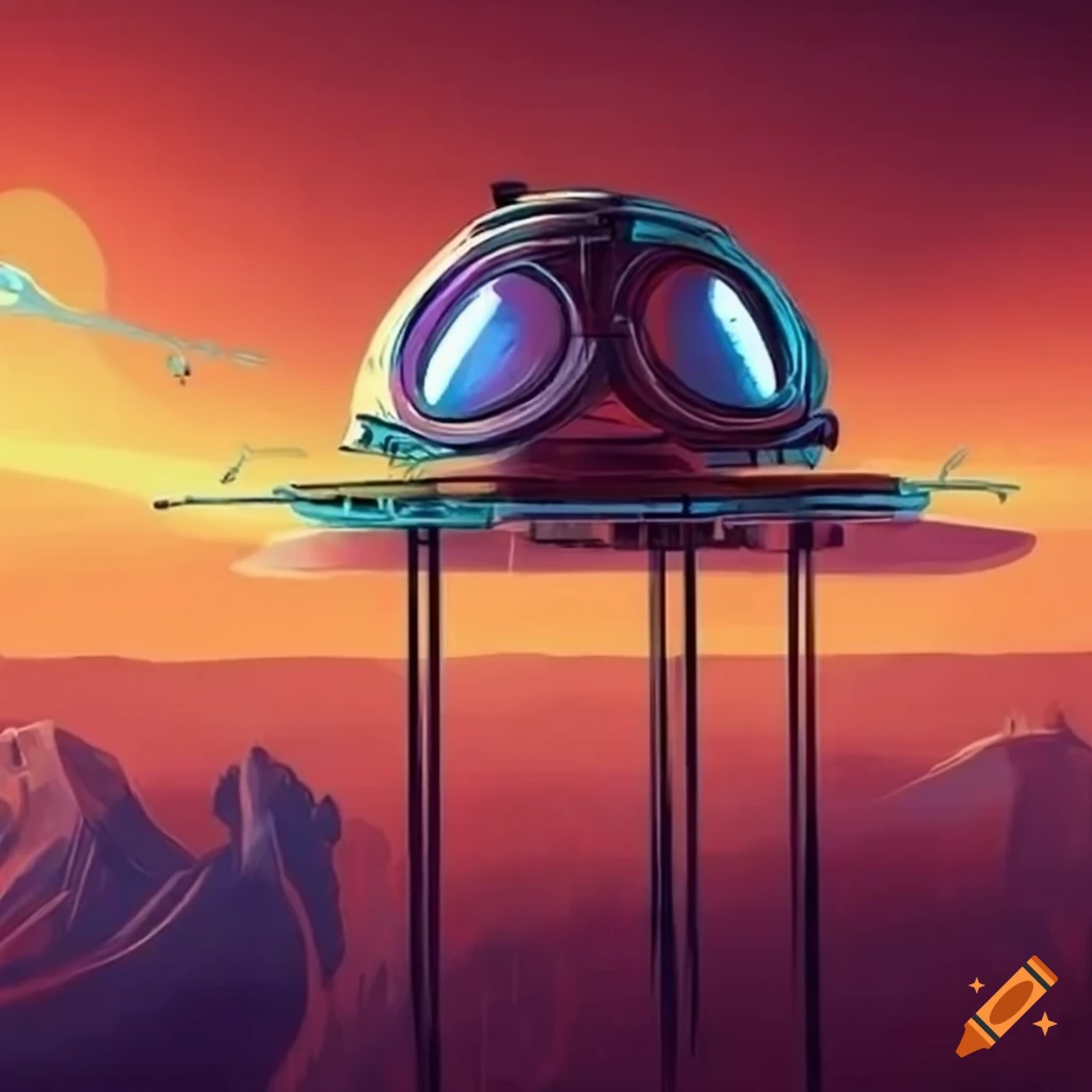 Retro futurism living pod with unique landing stilts on Craiyon