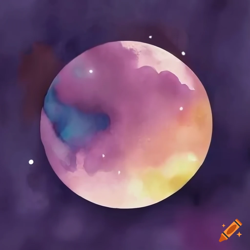 Moon with a cute creature zeta scribbling on it in an animated ...