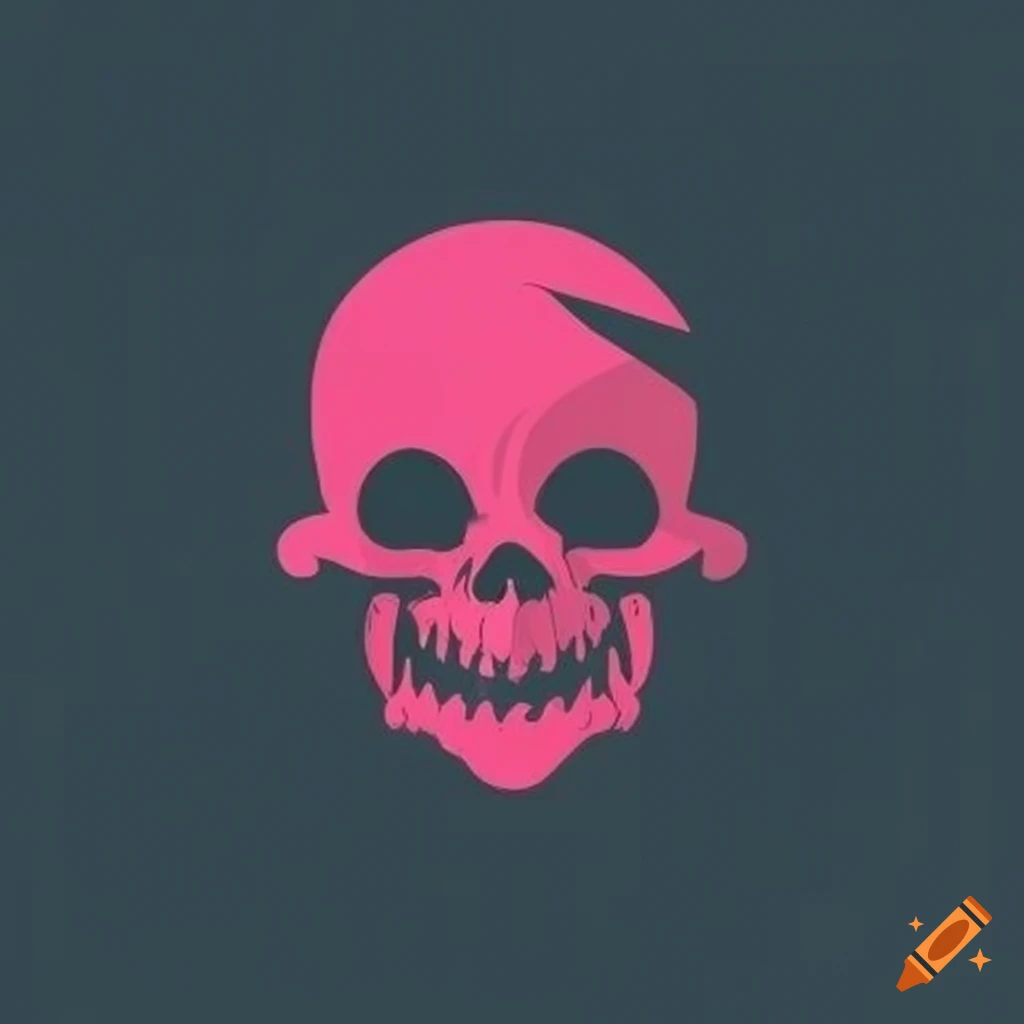 2d logo design of a playful kid skull