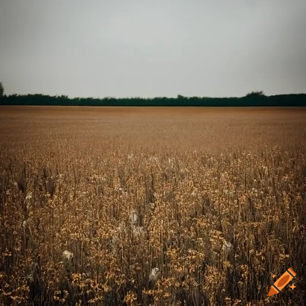 Withered flowers in a desolate field on Craiyon