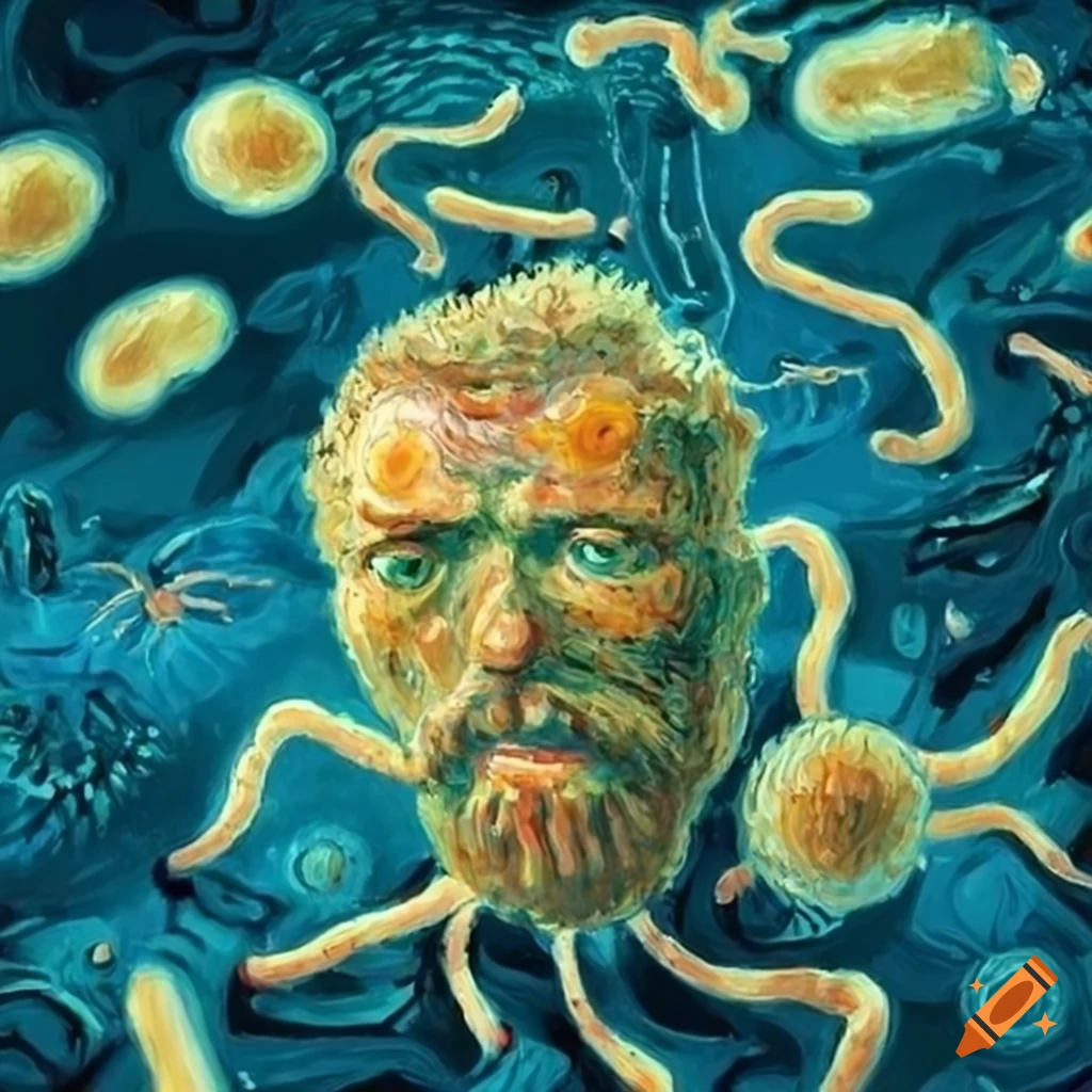 Van gogh style bacteria artwork on Craiyon