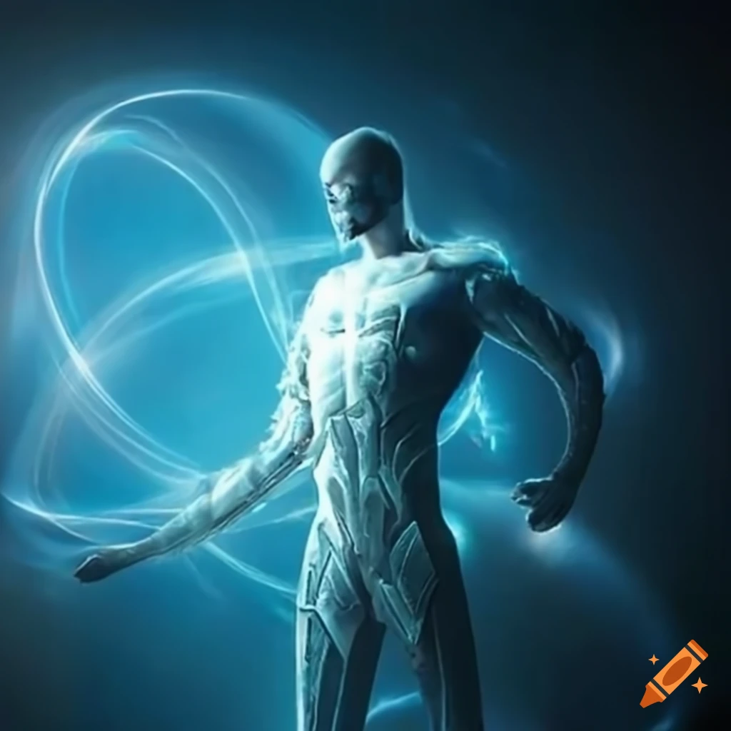 Image of a powerful hero surrounded by explosive energy on Craiyon