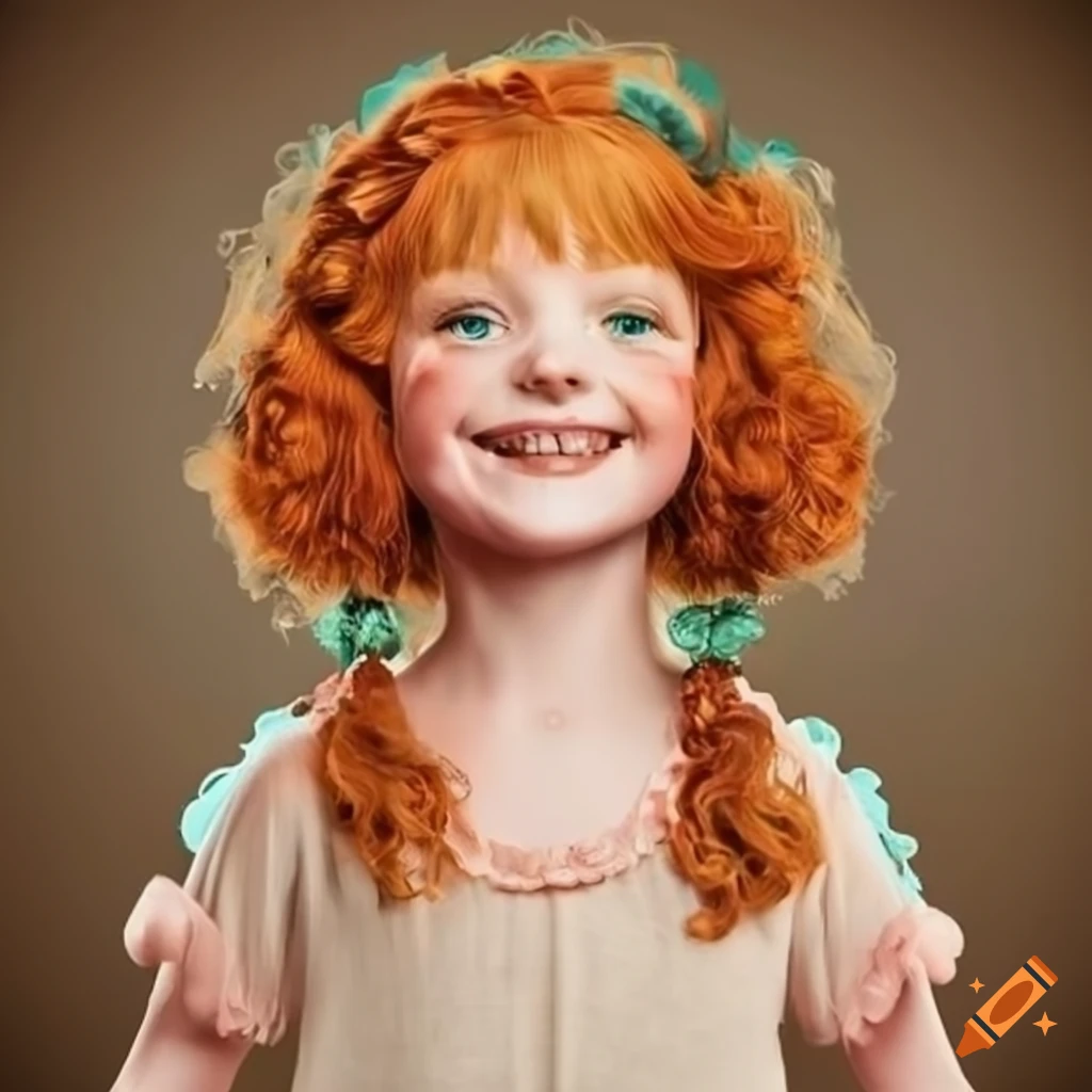 Cute and adorable illustration of ginger-haired dressed girls on Craiyon