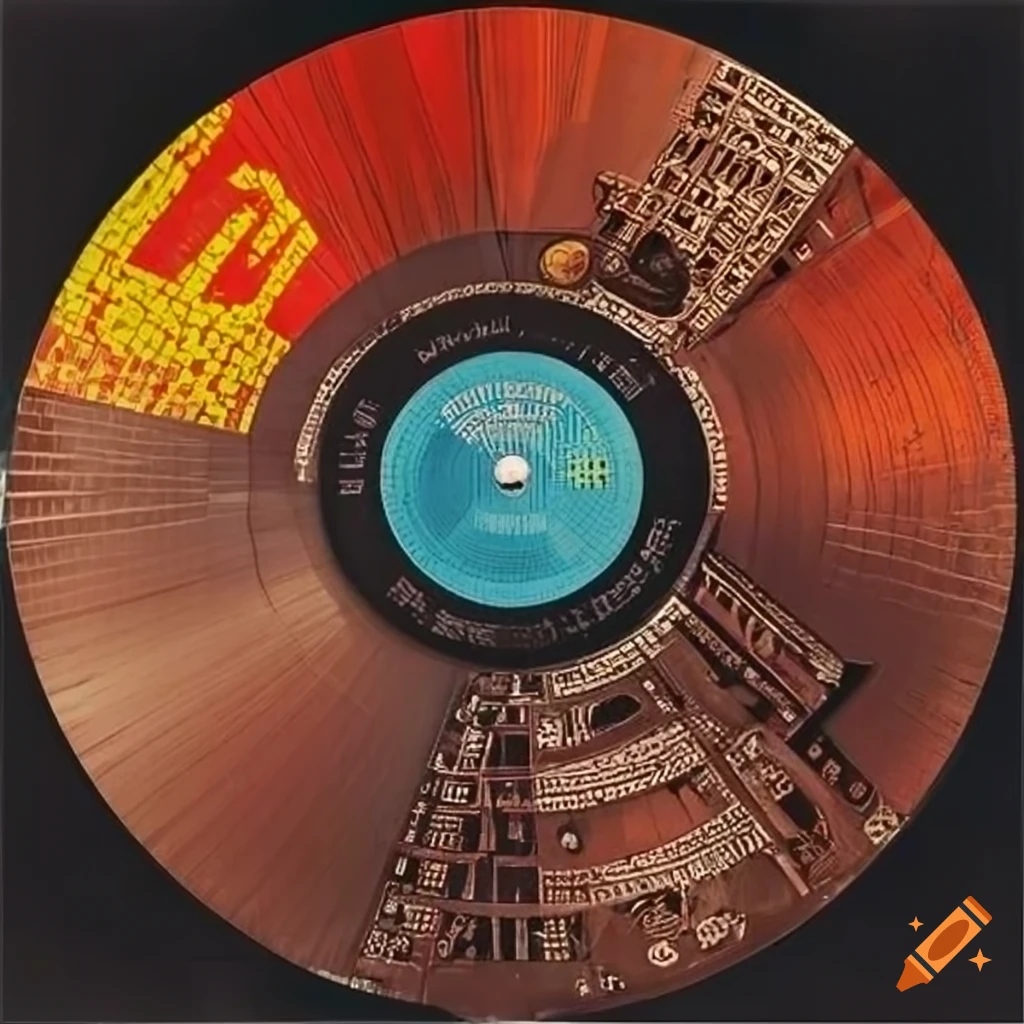 Soviet-inspired album cover art of an ensemble of electronic musical ...