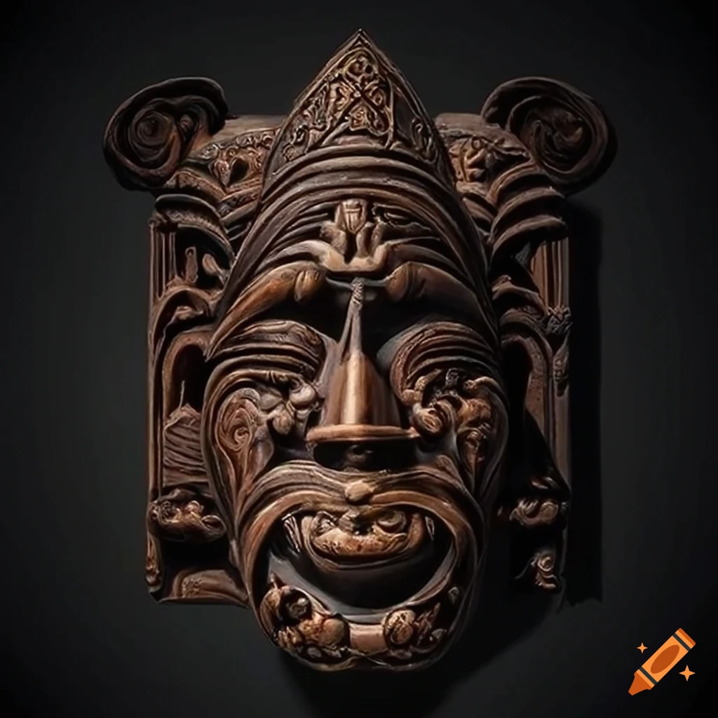 Detailed sculpture of Ivory Ebony 'Architectural Stave carving' on Craiyon