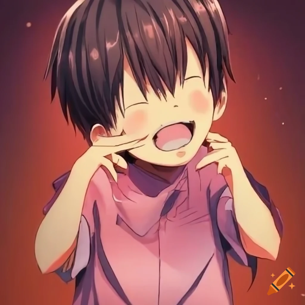 Anime kid laughing and enjoying tickle experience on Craiyon