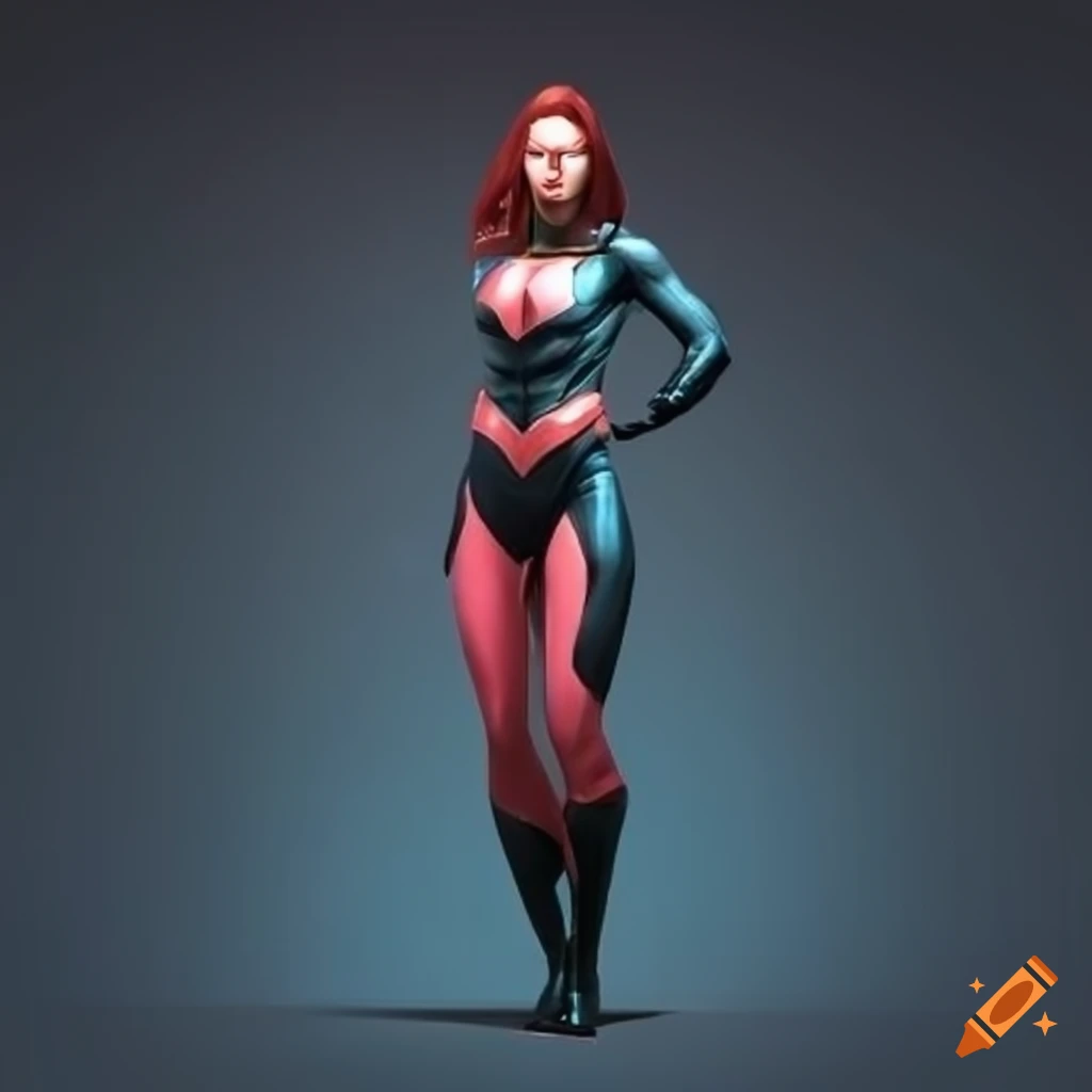 Dynamic action drawing of a flying female superhero on Craiyon