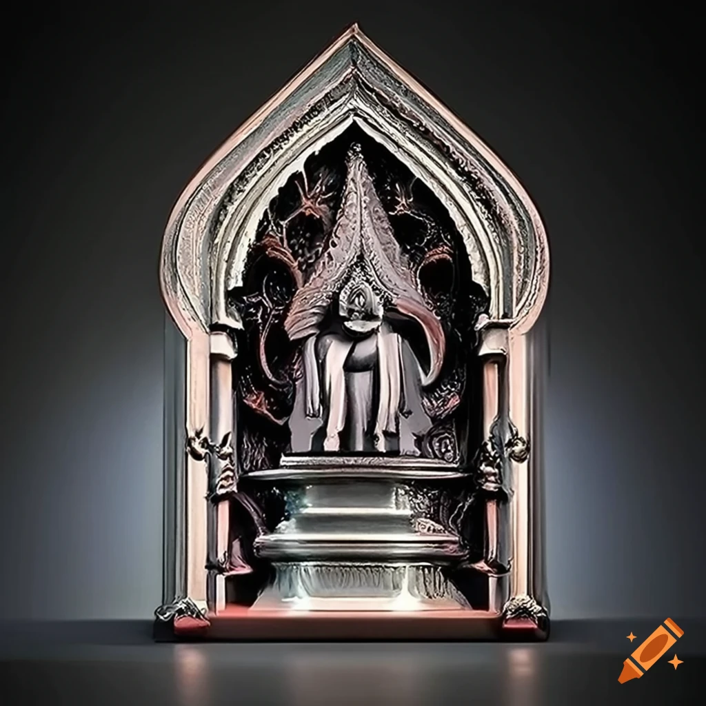 Silver sapphire architectural stave carving artwork on Craiyon