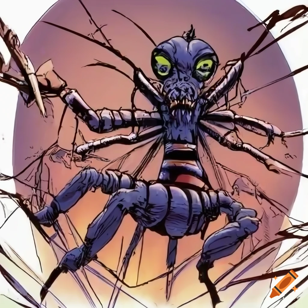 90's manga artwork of a hornet monster on Craiyon