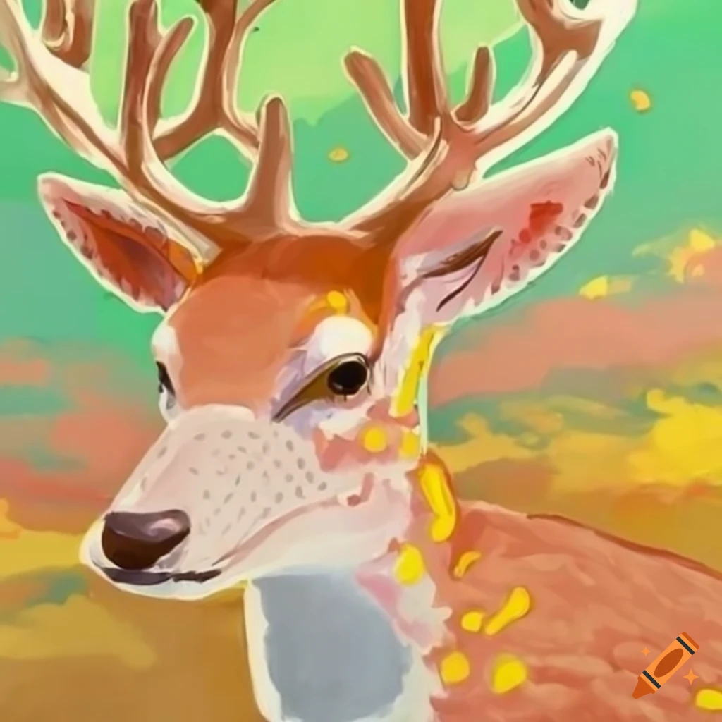 Nara deers painted in simpsons style