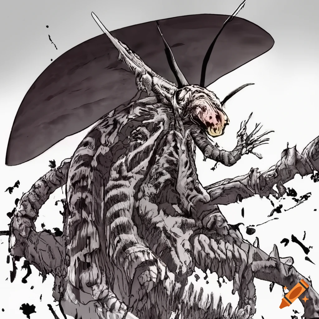 Colorful manga illustration of a moth insect on Craiyon