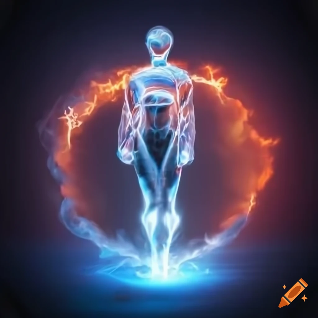 Abstract 3d human representing light energy and joy on Craiyon