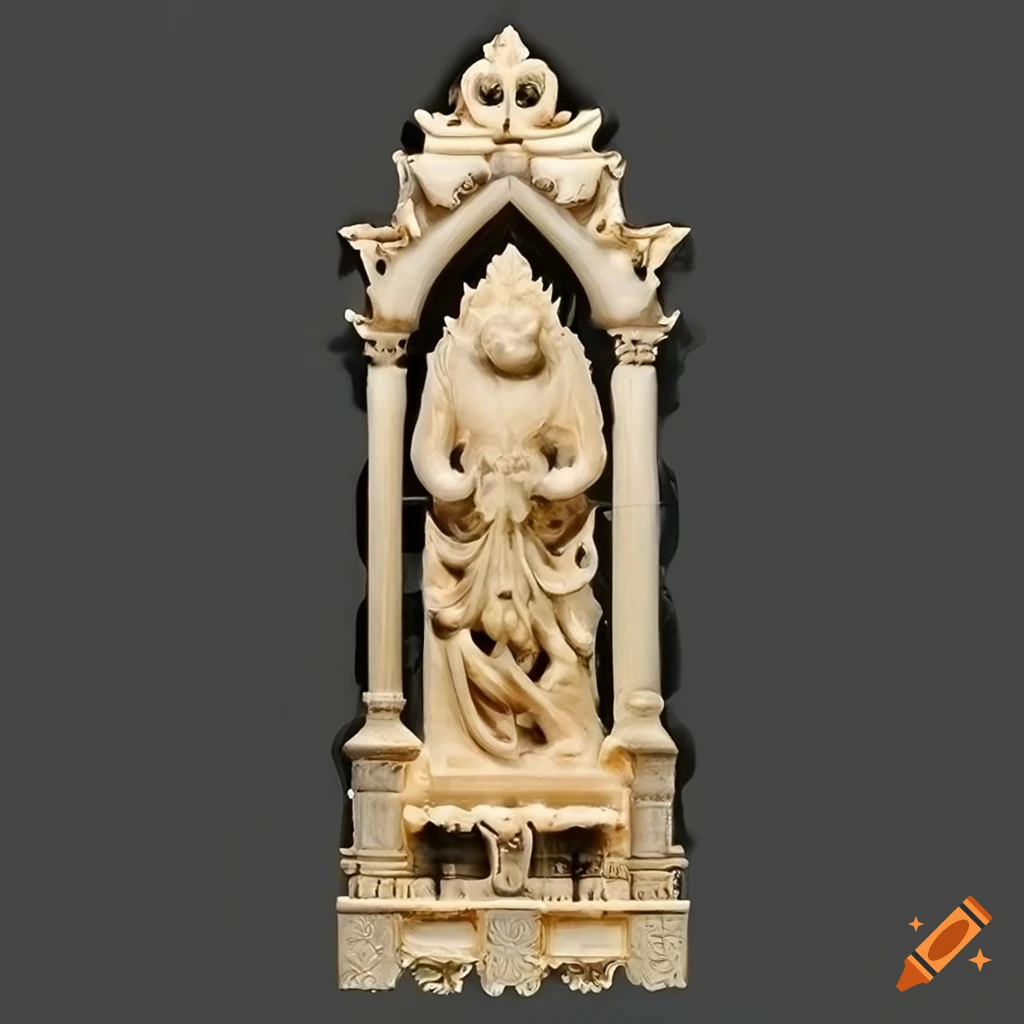 Detailed Ivory Ebony sculpture in architectural stave carving style on ...