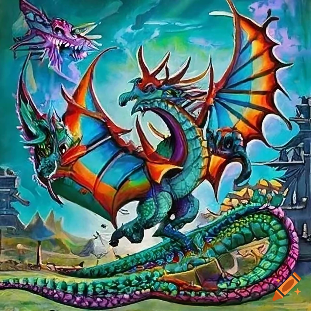 Tony diterlizzi's colorful plastic dragon sculpture