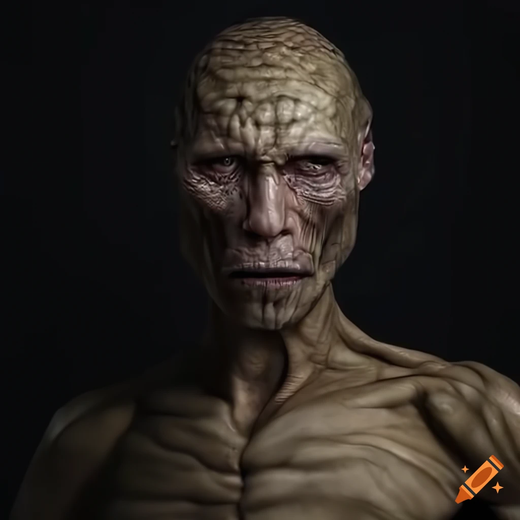 Human and inhuman creature trapped inside a body in abstract surreal ...